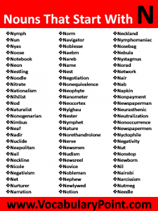 Nouns That Start With N - Vocabulary Point