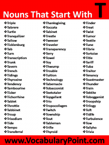 Nouns That Start With T - Vocabulary Point