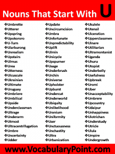 Nouns That Start With U - Vocabulary Point