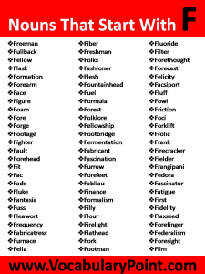 Nouns That Start With F - Vocabulary Point