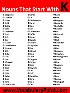 Nouns That Start With K - Vocabulary Point