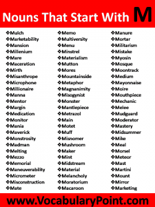 Nouns That Start With M - Vocabulary Point