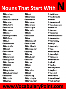 Nouns That Start With N - Vocabulary Point