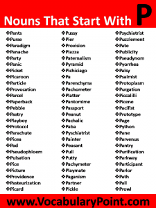 Nouns That Start With P - Vocabulary Point