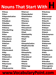 Nouns That Start With H - Vocabulary Point