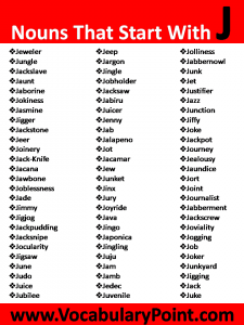 Nouns That Start With J - Vocabulary Point
