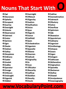 Nouns That Start With O - Vocabulary Point