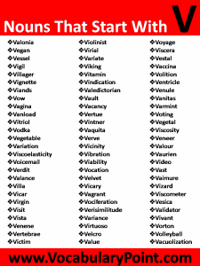 Nouns That Start With V - Vocabulary Point