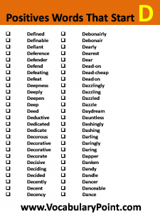 Positive Vocabulary Words that Start with D - Vocabulary Point