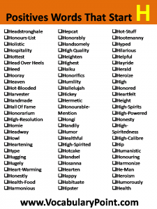 Positive Vocabulary Words that Start with H - Vocabulary Point