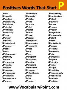 Positive Vocabulary Words that Start with P - Vocabulary Point