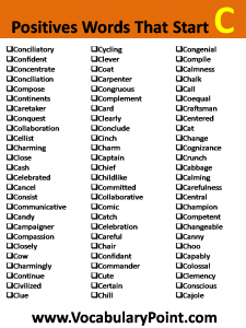 Positive Vocabulary Words that Start with C - Vocabulary Point
