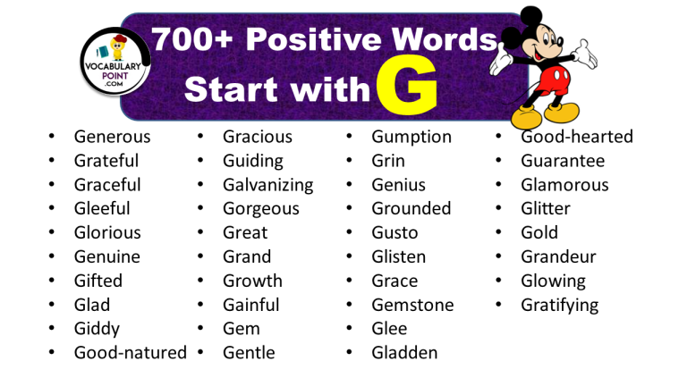 Positive Vocabulary Words that Start with G - Vocabulary Point