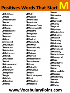 Positive Vocabulary Words that Start with M - Vocabulary Point