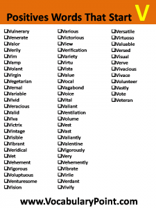 Positive Vocabulary Words that Start with V - Vocabulary Point