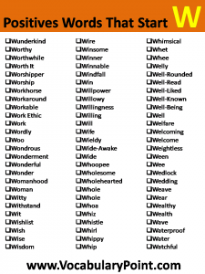 Positive Vocabulary Words That Start With W - Vocabulary Point