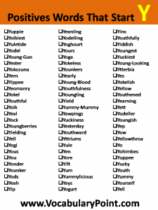 Positive Vocabulary Words that Start with Y - Vocabulary Point
