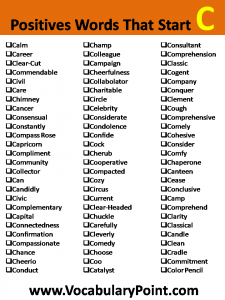 Positive Vocabulary Words that Start with C - Vocabulary Point