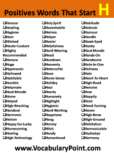 Positive Vocabulary Words that Start with H - Vocabulary Point