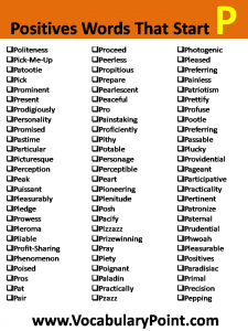 Positive Vocabulary Words that Start with P - Vocabulary Point