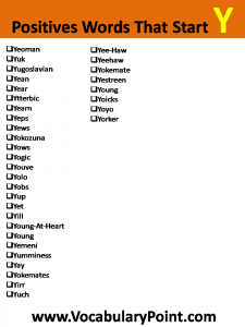 Positive Vocabulary Words that Start with Y - Vocabulary Point