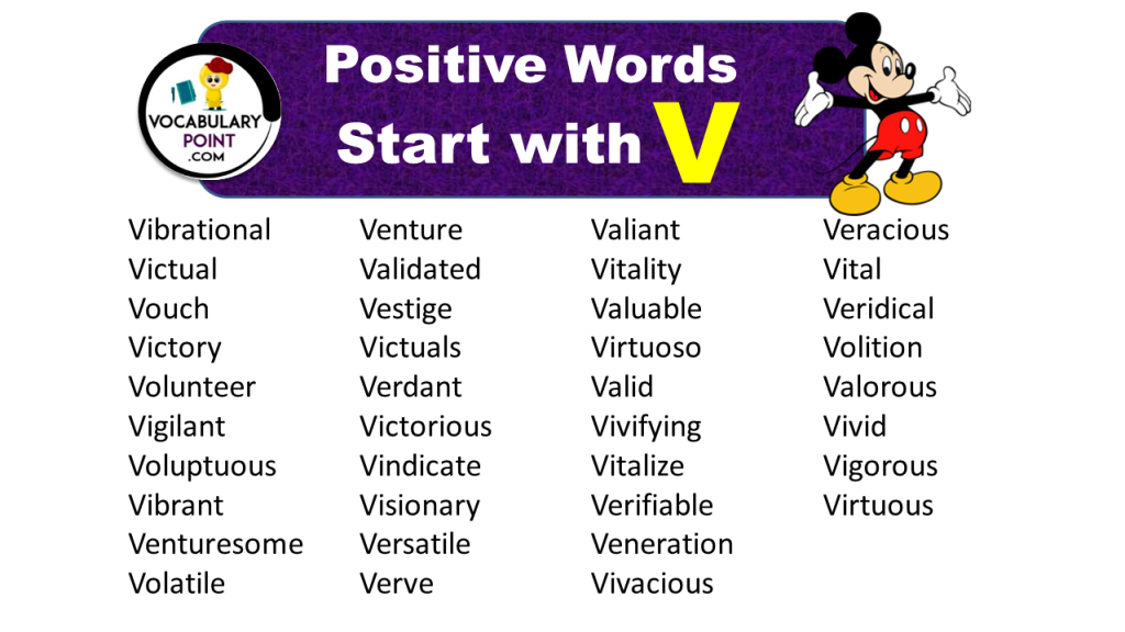Positive Vocabulary Words that Start with V - Vocabulary Point