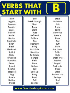 Verbs that start with B in English - Vocabulary Point