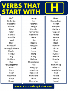 Verbs that start with H in English - Vocabulary Point