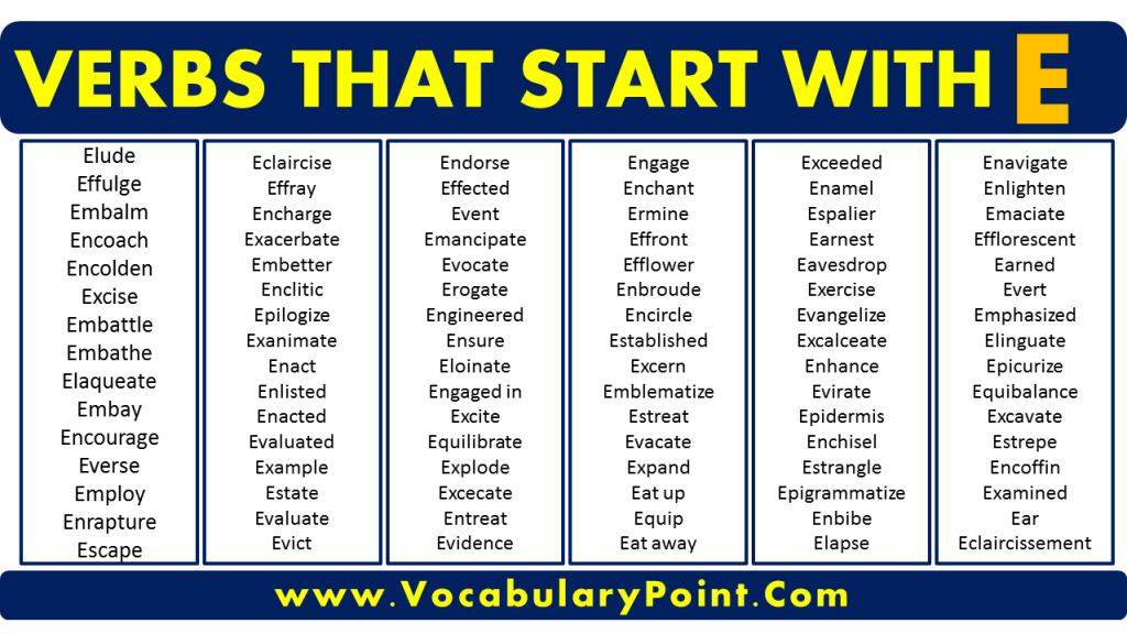 Verbs that start with E in English - Vocabulary Point