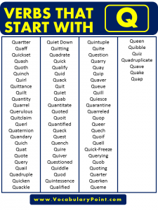 Verbs that start with Q in English - Vocabulary Point