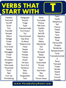 Verbs that start with T in English - Vocabulary Point