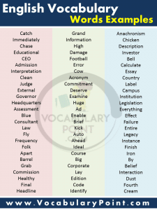 English Vocabulary Words Examples - Vocabulary Point