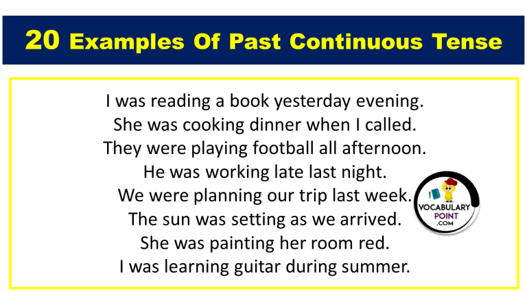 20 Examples of Past Continuous Tense - Vocabulary Point