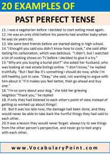 20 Examples of Past Perfect Tense - Vocabulary Point