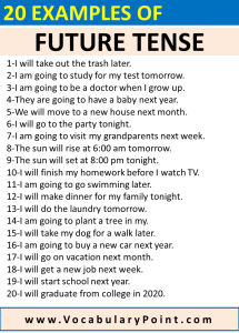 20 Examples of Future Tense - Vocabulary Point