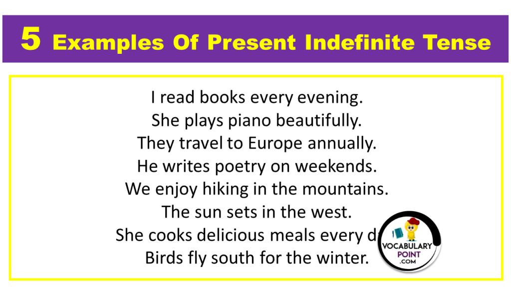 5 Examples of Present Indefinite Tense - Vocabulary Point