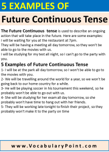 5 Examples of Future Continuous Tense - Vocabulary Point
