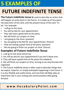 5 Examples of Future Indefinite Tense - Vocabulary Point