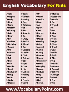 English Vocabulary Words For Kids - Vocabulary Point