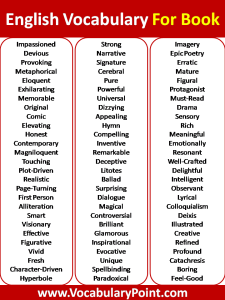 English Vocabulary Words For Books - Vocabulary Point