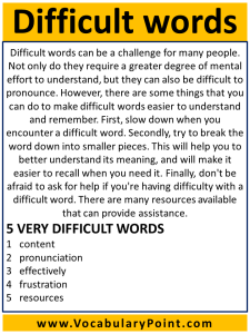 English Vocabulary Difficult Words - Vocabulary Point