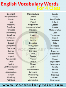 200+ English Words for 4th Class (With Meaning) - Vocabulary Point