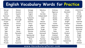 English Vocabulary Words For Practice - Vocabulary Point