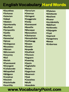 English Vocabulary Hard Words - Vocabulary Point