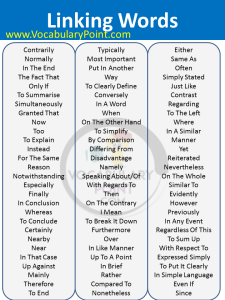 Connecting Words, Linking Words Examples - Vocabulary Point