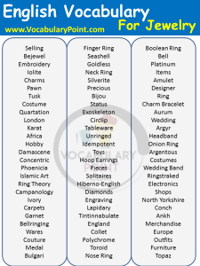 English Vocabulary For Jewelry - Vocabulary Point