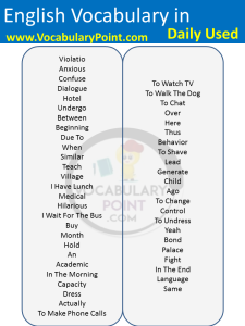 Common English Words Used In Daily Life - Vocabulary Point