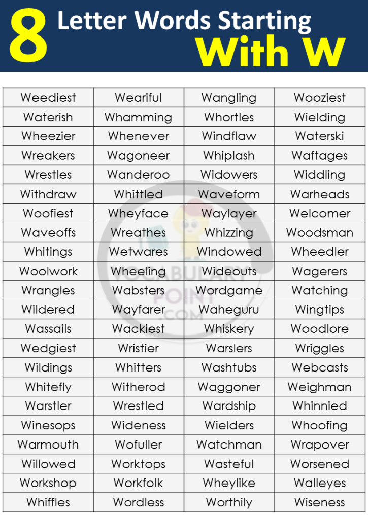 8 Letter Words Starting with W - Vocabulary Point