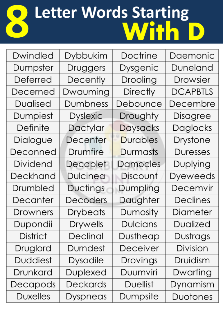 8 Letter Words Starting with D - Vocabulary Point