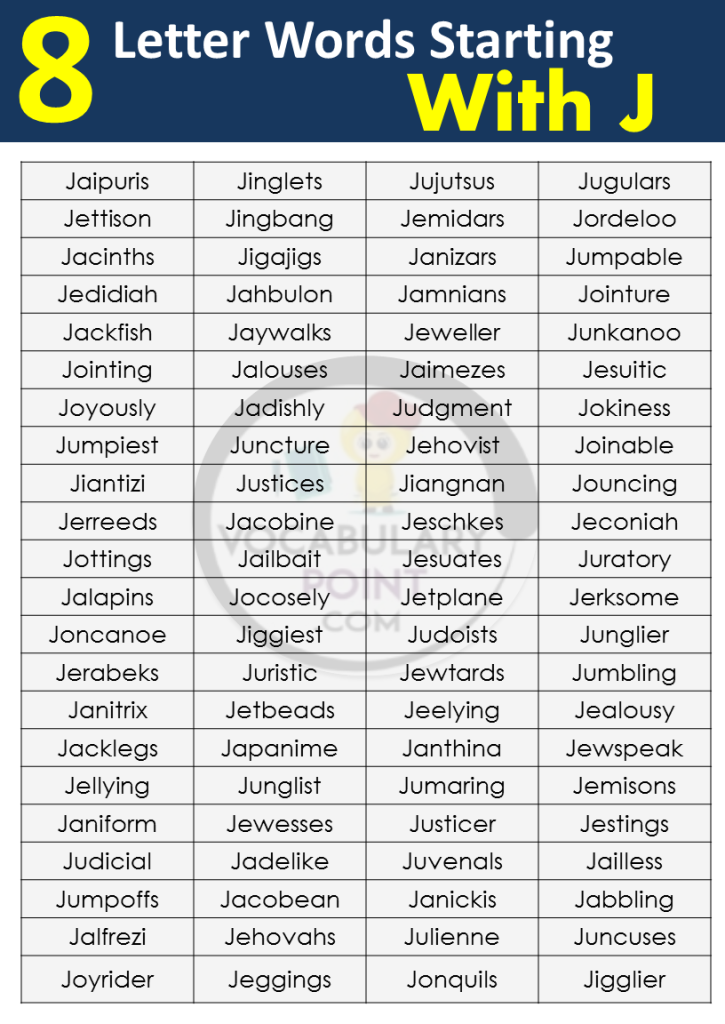 8 Letter Words Starting with J - Vocabulary Point